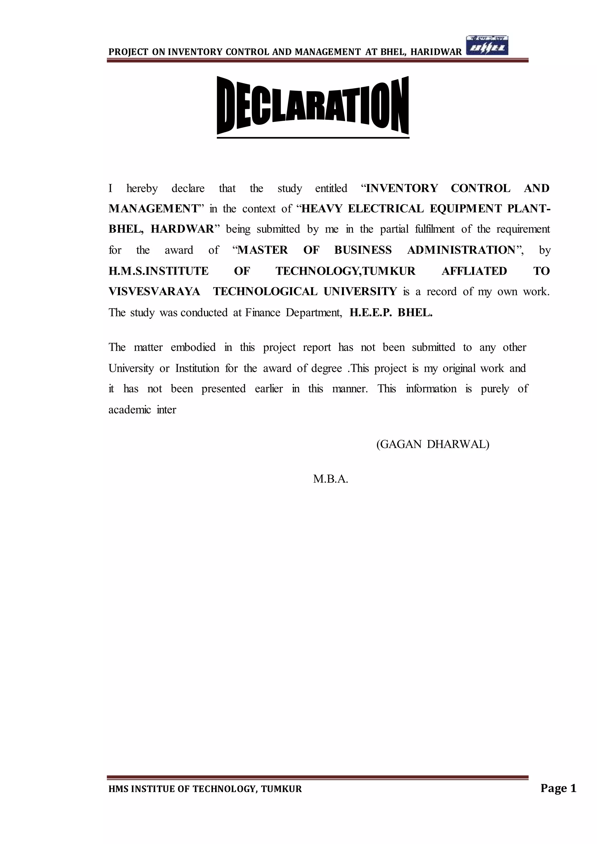 Inventory Control & Management | DOCX