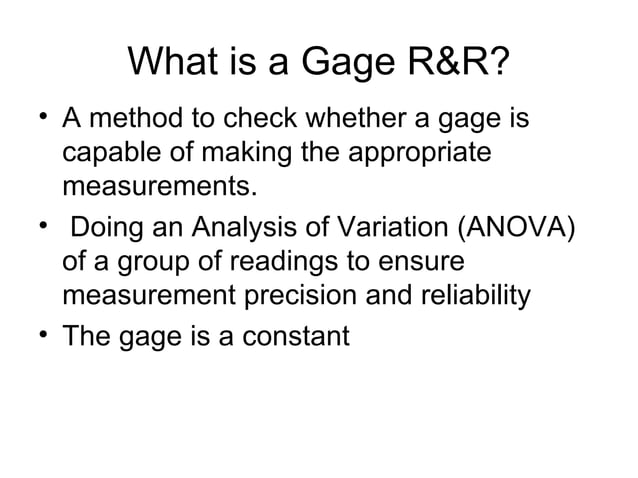Gage r&r | PPT | Science