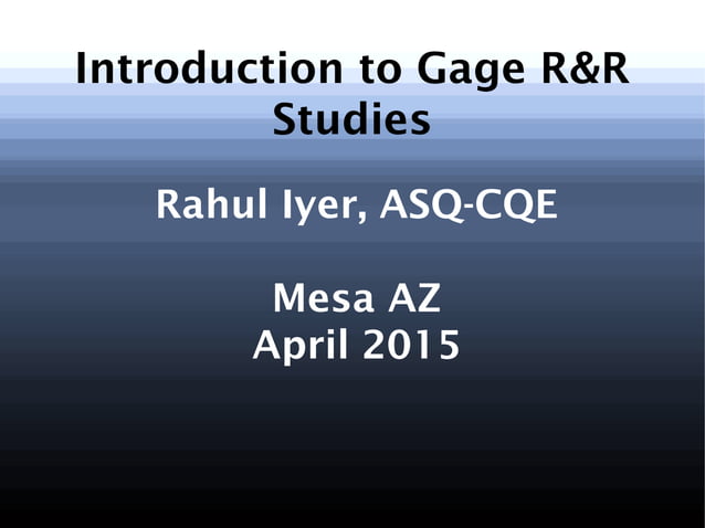 Introduction to Gage R&R | PPT