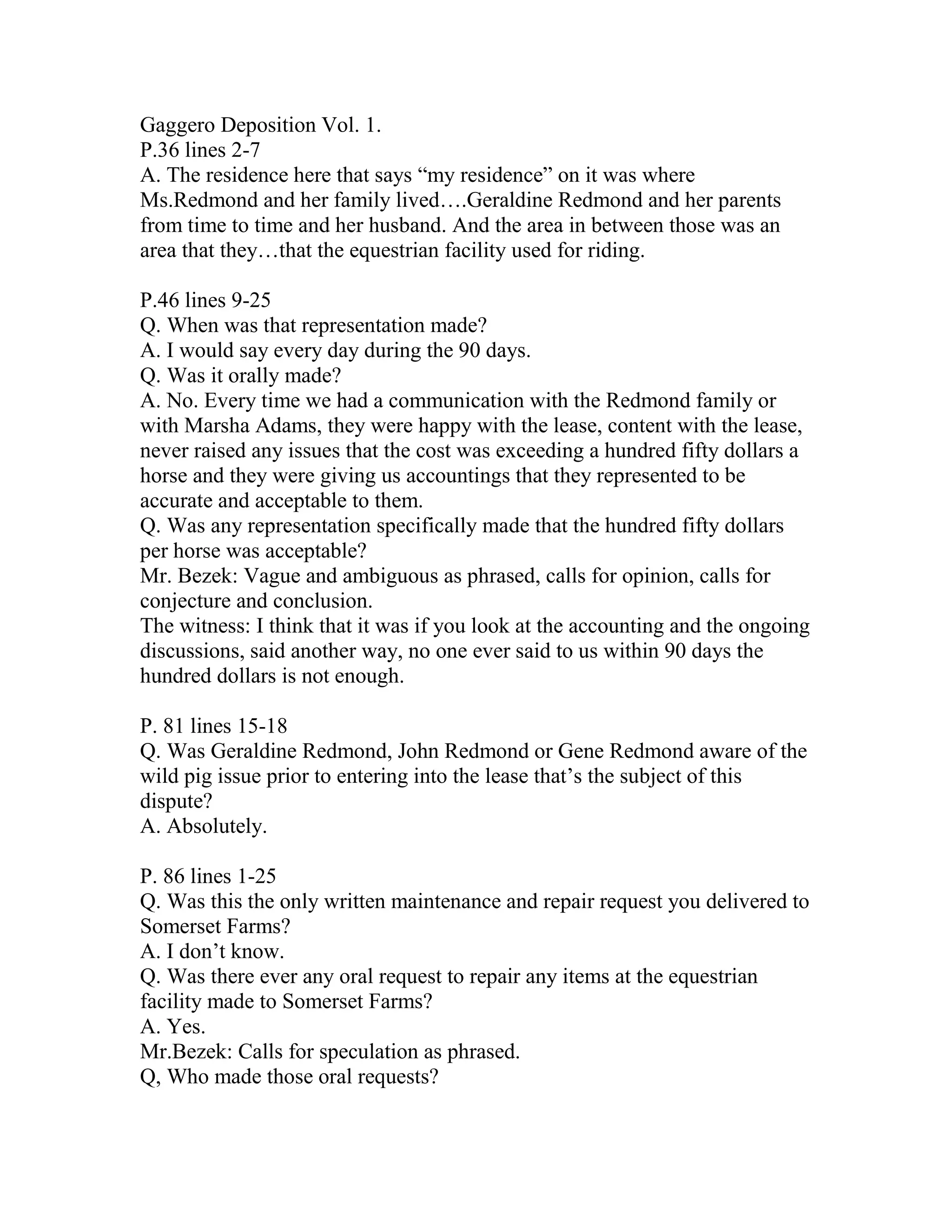 Gaggero deposition vol i and 2 quotes...exhibits | PDF