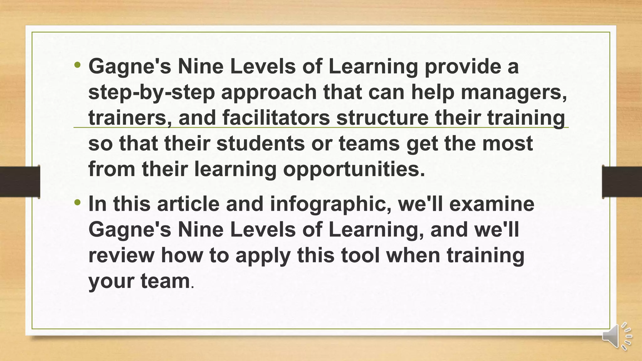 Gagne nine level of learning | PPTX
