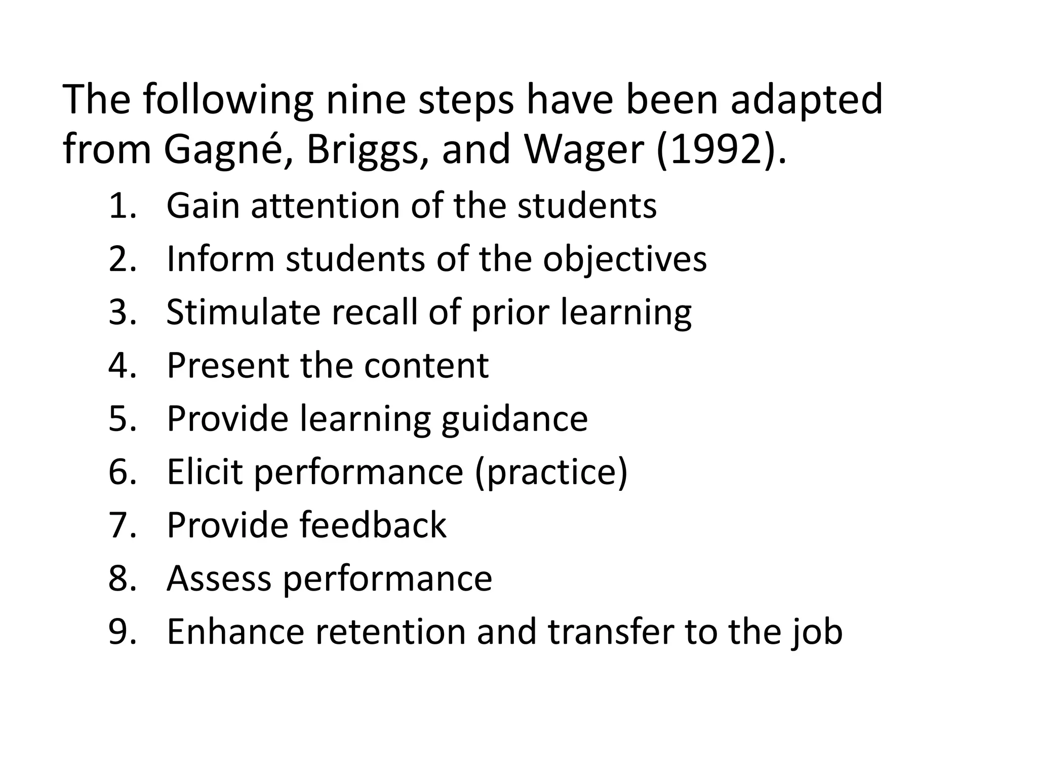 Gagne 9 events | PPTX