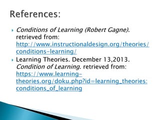 Gagne condition of learning | PPTX