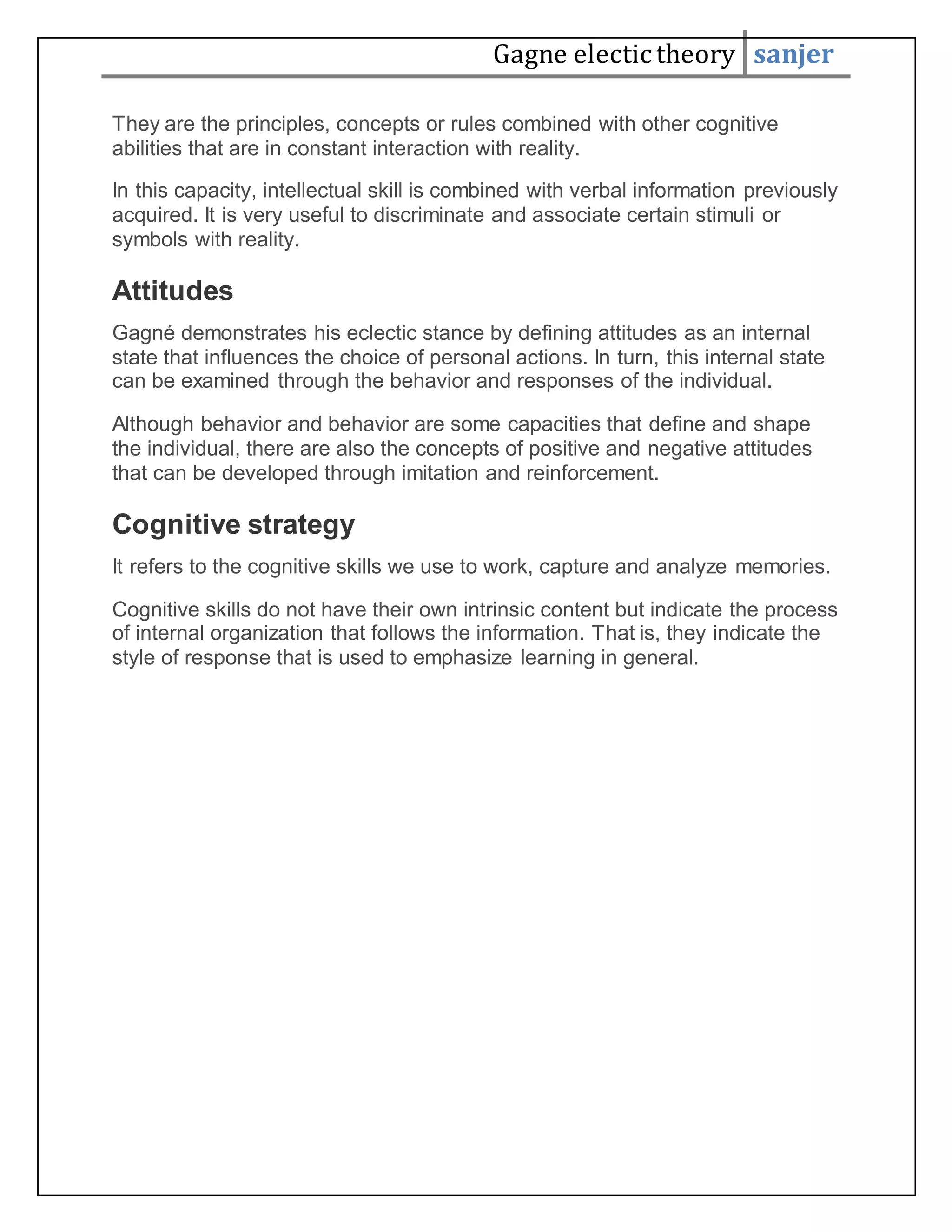 Gagne electic theory | DOCX