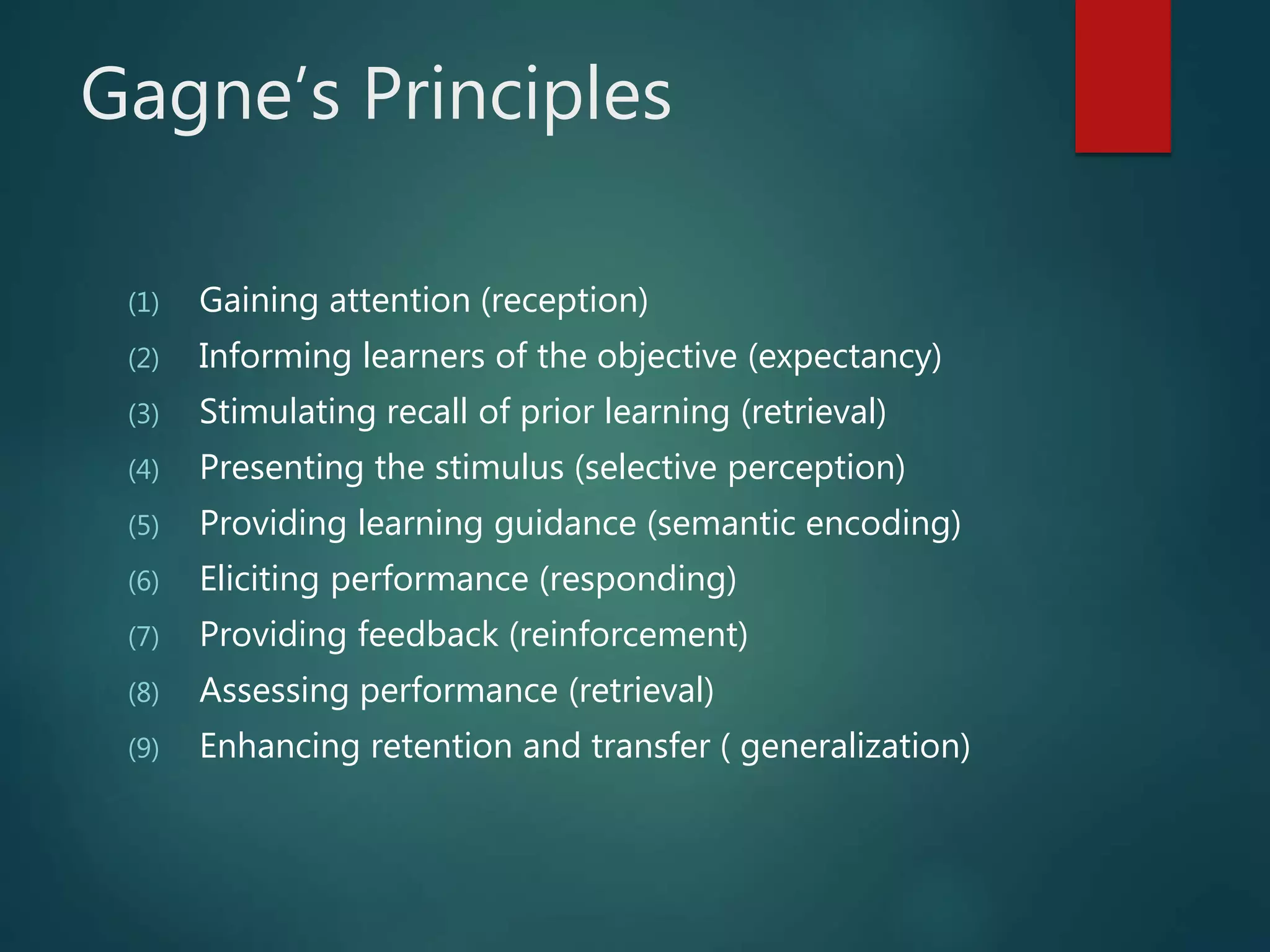 Gagnesconditionsoflearning | PPTX | Workshops and Classes | Hobbies ...