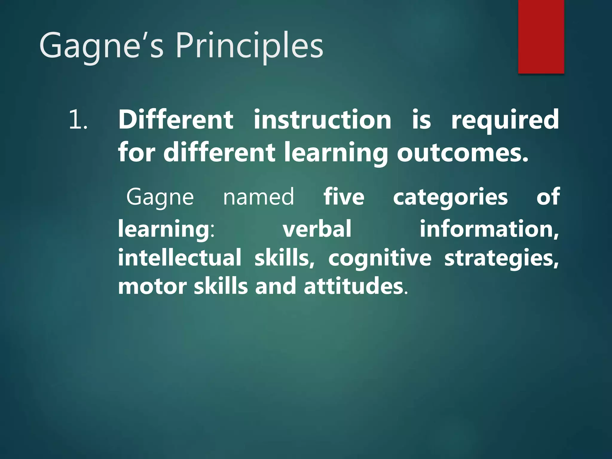 Gagnesconditionsoflearning | PPTX | Workshops and Classes | Hobbies ...