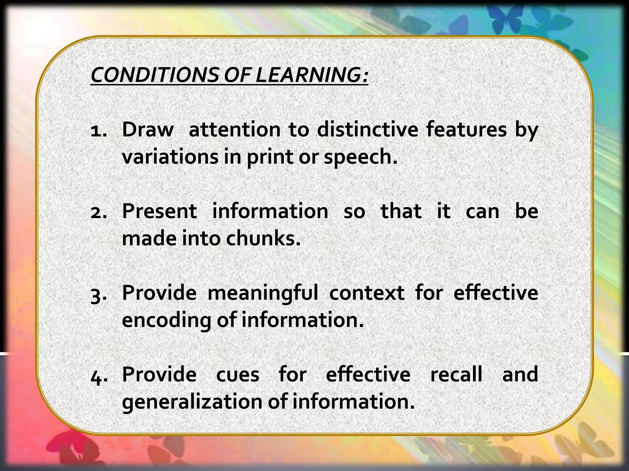 Gagne's Conditions of Learning ppt. | PPTX