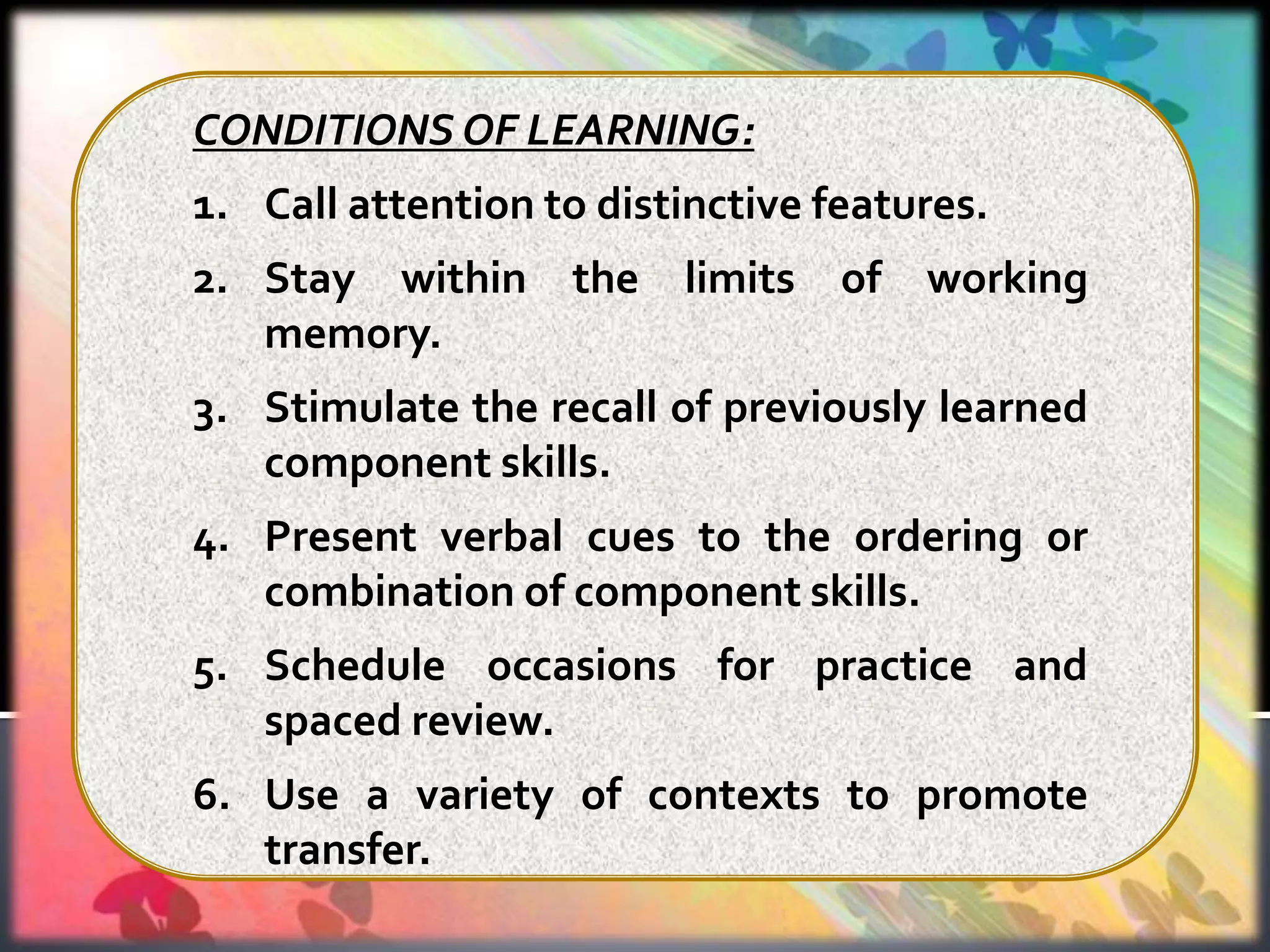 Gagne's Conditions of Learning ppt. | PPTX