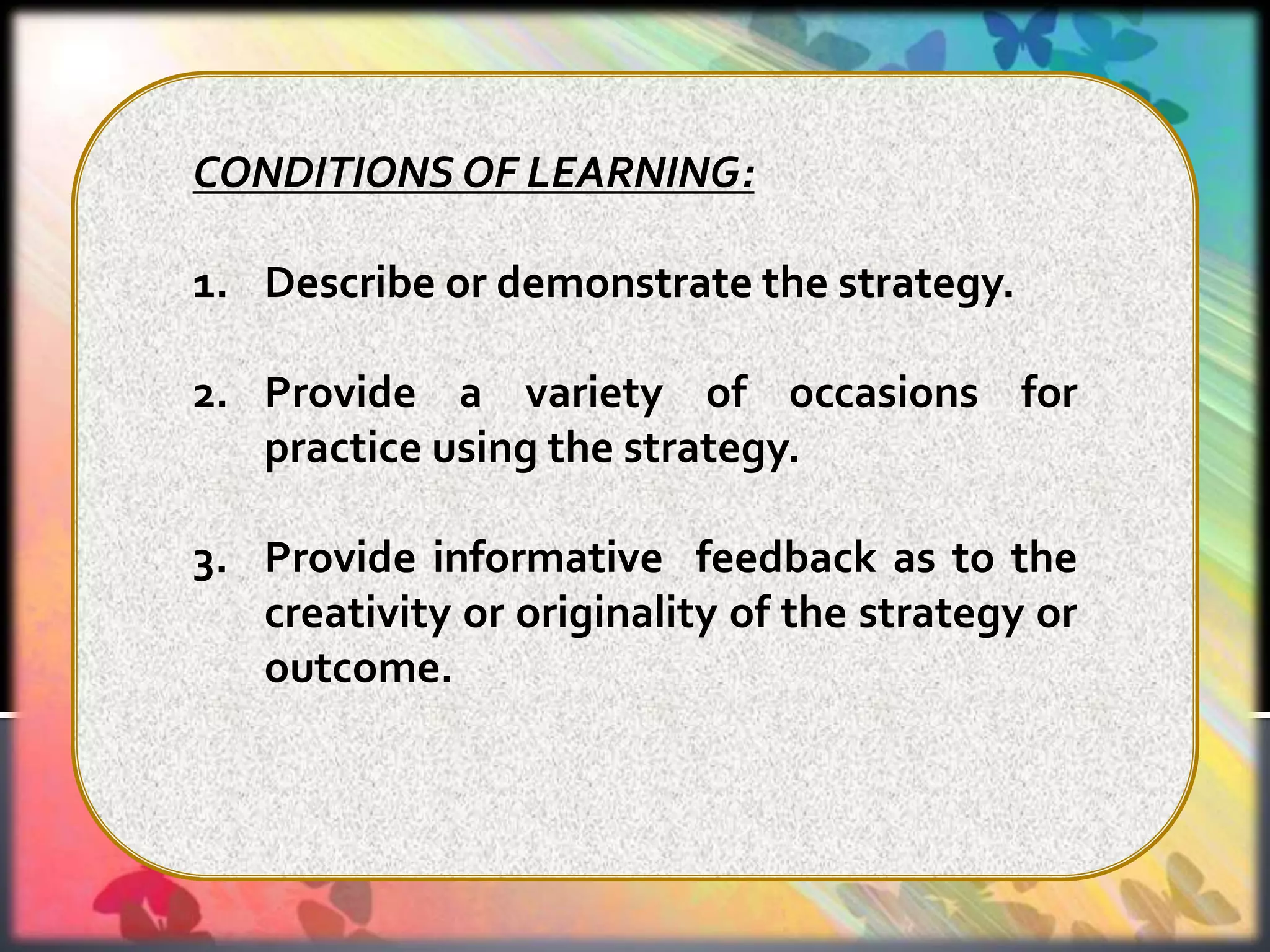 Gagne's Conditions of Learning ppt. | PPTX