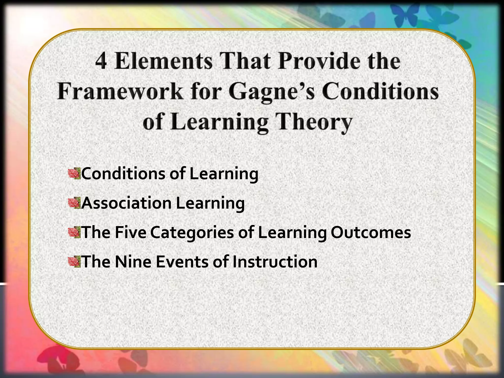 Gagne's Conditions of Learning ppt. | PPTX