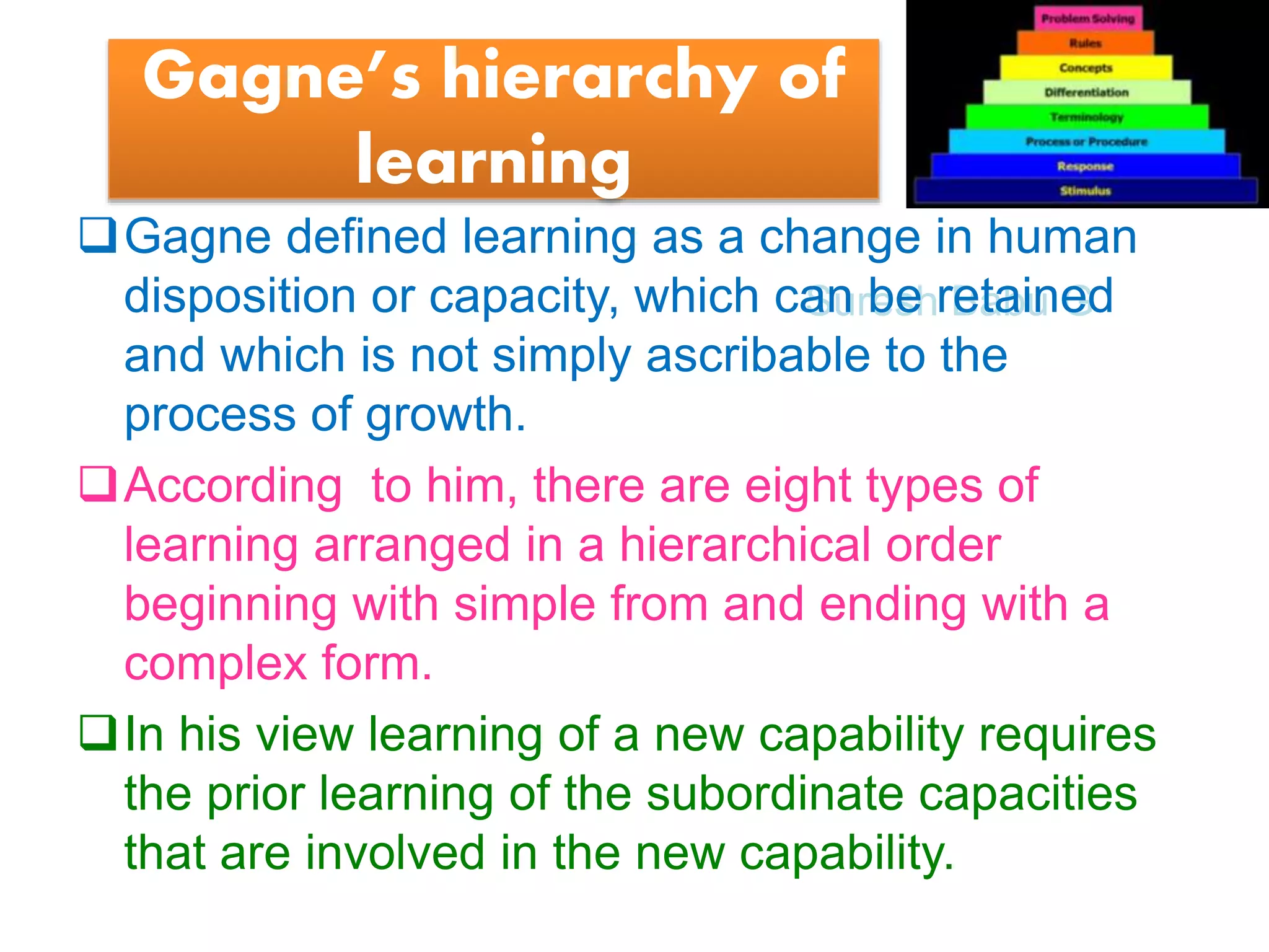 Gagne’s Hierarchy of Learning – Eight types of learning | PPTX