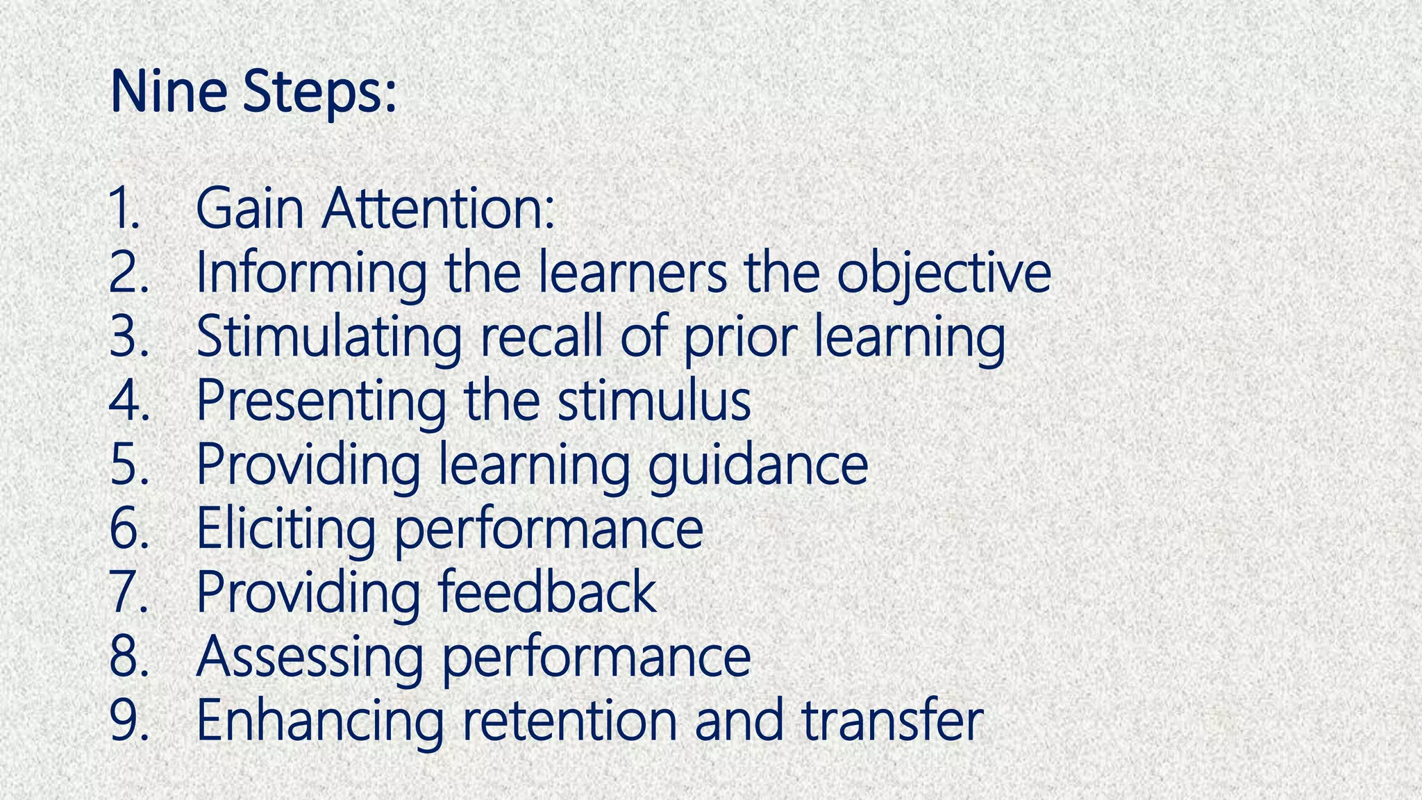 Gagne's Nine Instructional Events- Example | PPTX