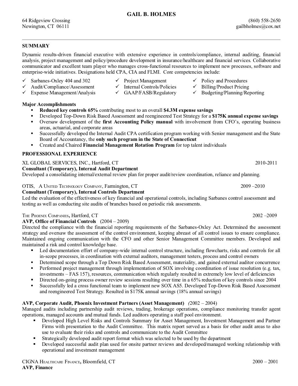 Gail Holmes Resume Mar C Mi 2011