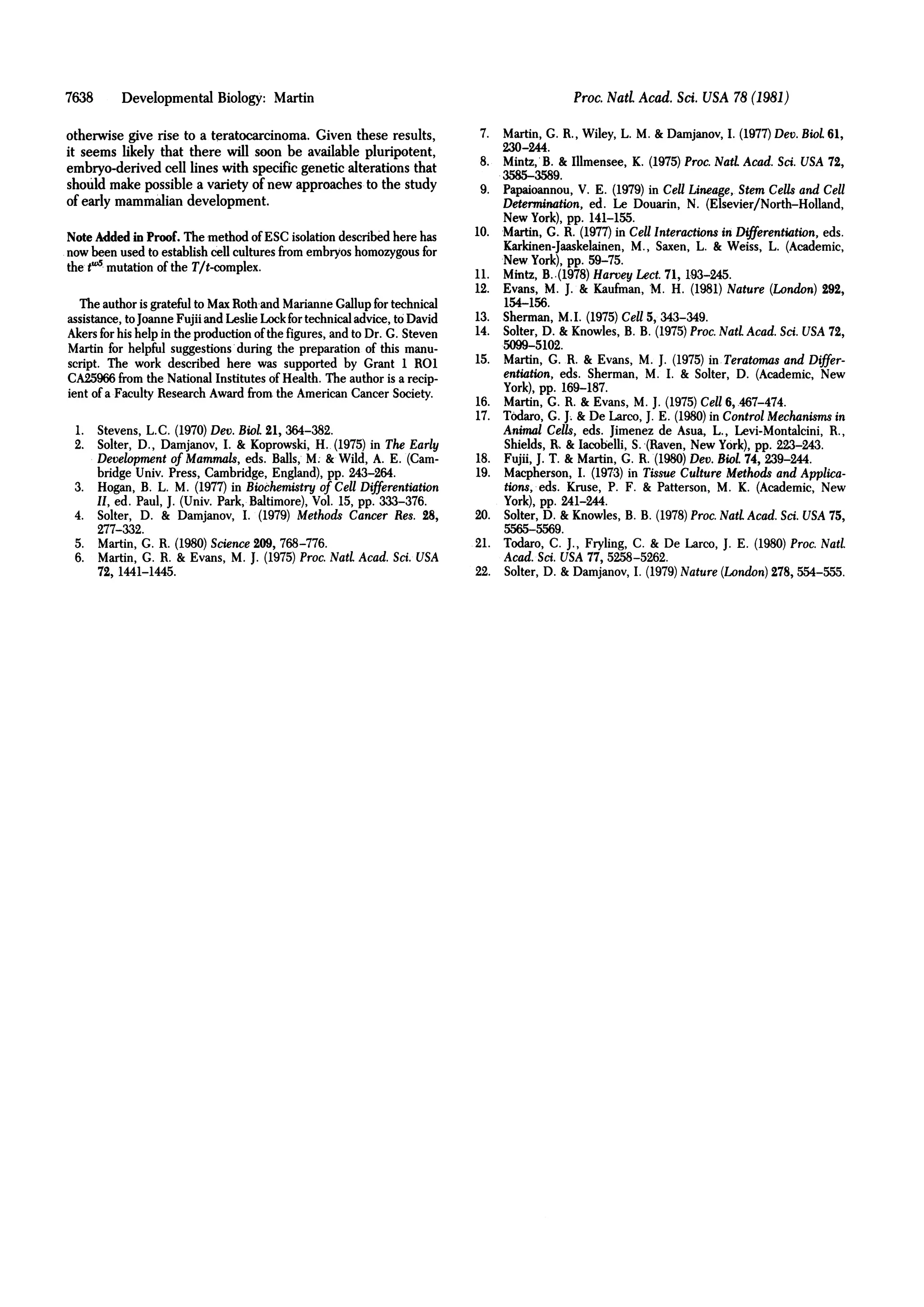 Gail Martin- Descubrimiento de las células madre embrionarias | PDF