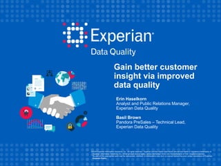Gain better customer insight via improved data quality | PPT