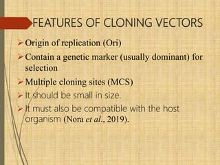 Cloning vectors used in genetic engineering pptx | PPTX