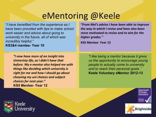 Gaining Approved Provider Standard for eMentoring - Keele University | PDF