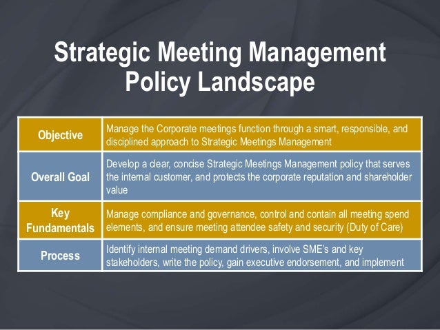 Gaining Definitive Control of Your Strategic Meetings Management Prog…