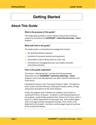 Gainmore leadership advantage values leader guide | PDF