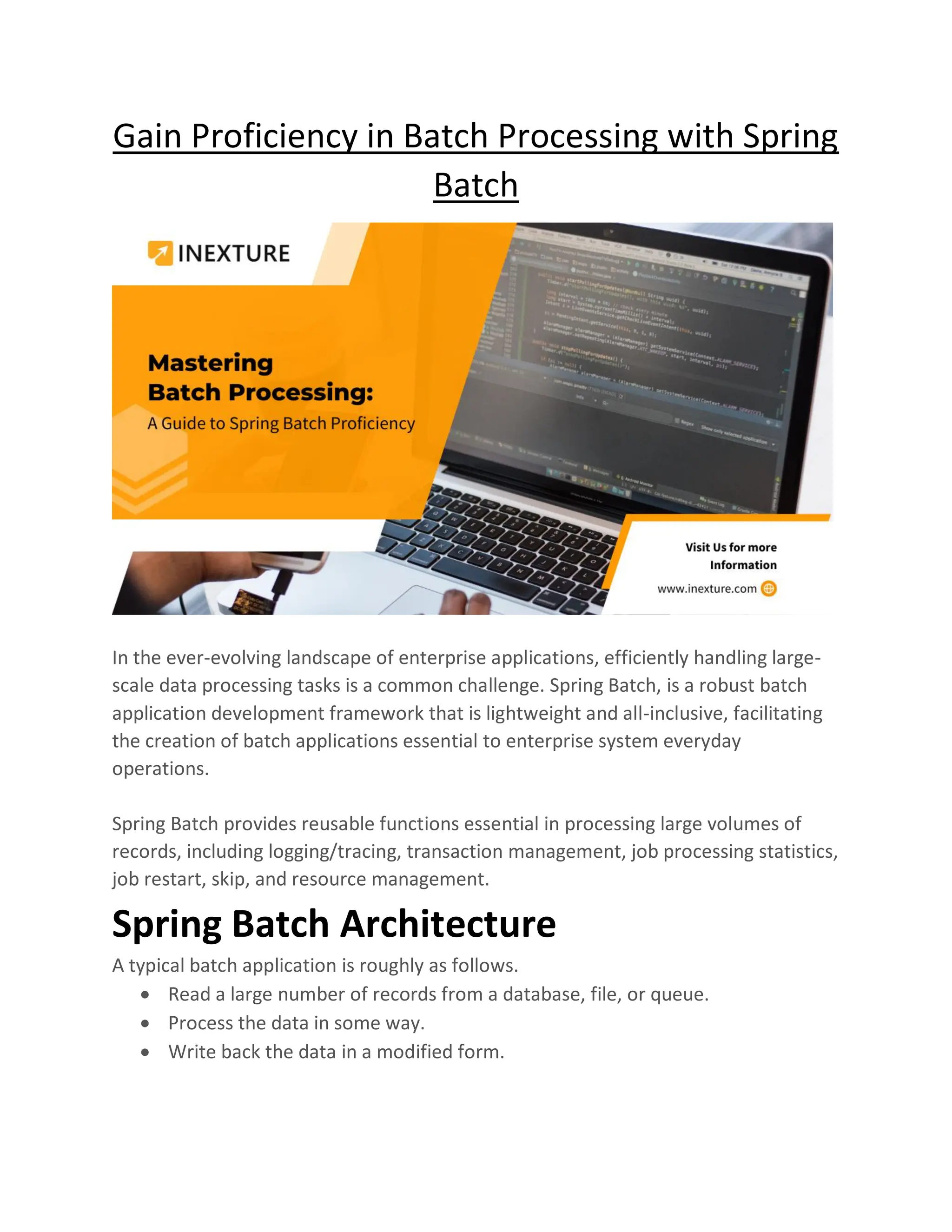 Gain Proficiency in Batch Processing with Spring Batch | PDF | Databases | Computer Software and ...