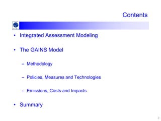 Applications of the GAINS model for integrated policy design | PPTX