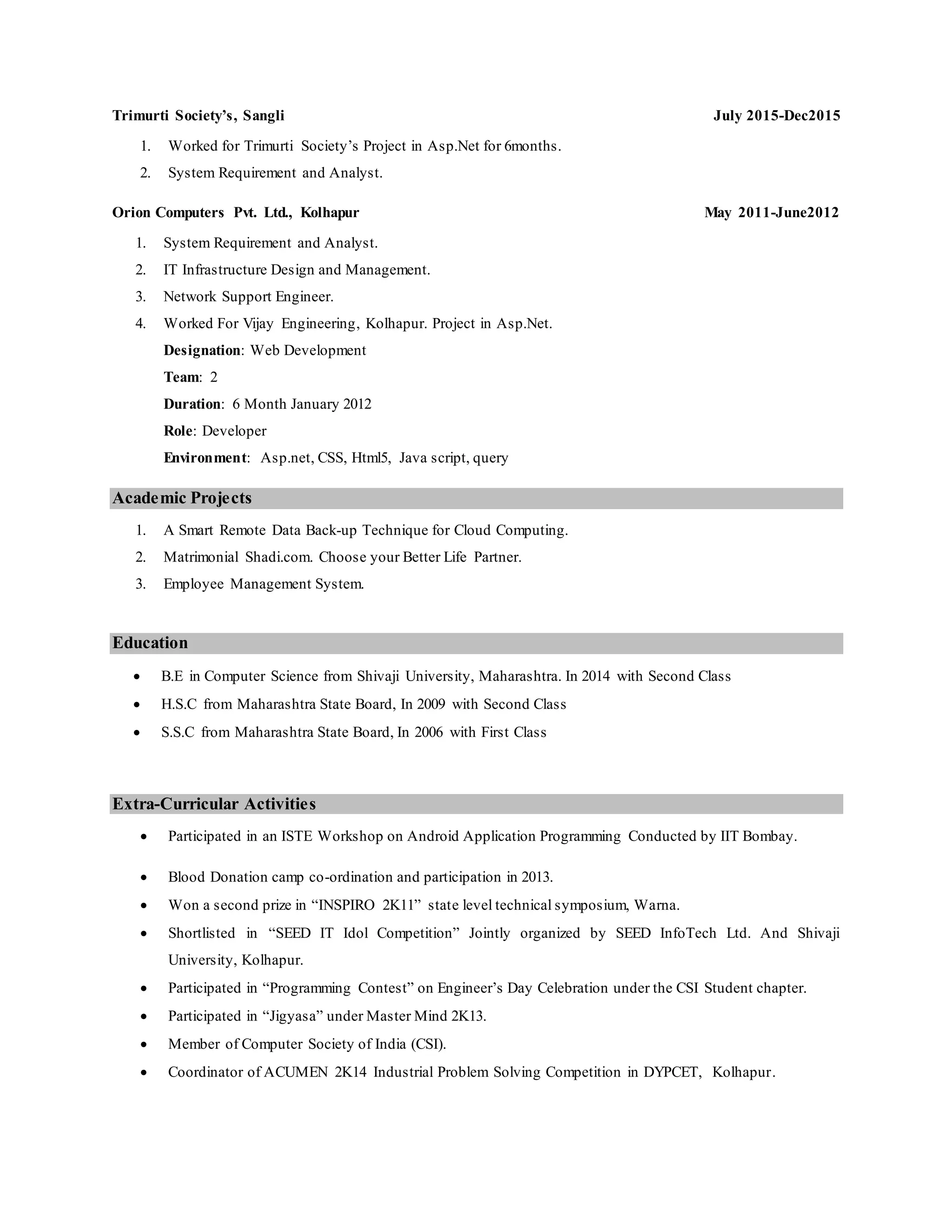 Gajanan resume | DOCX