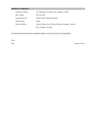 Gajanan resume | DOCX