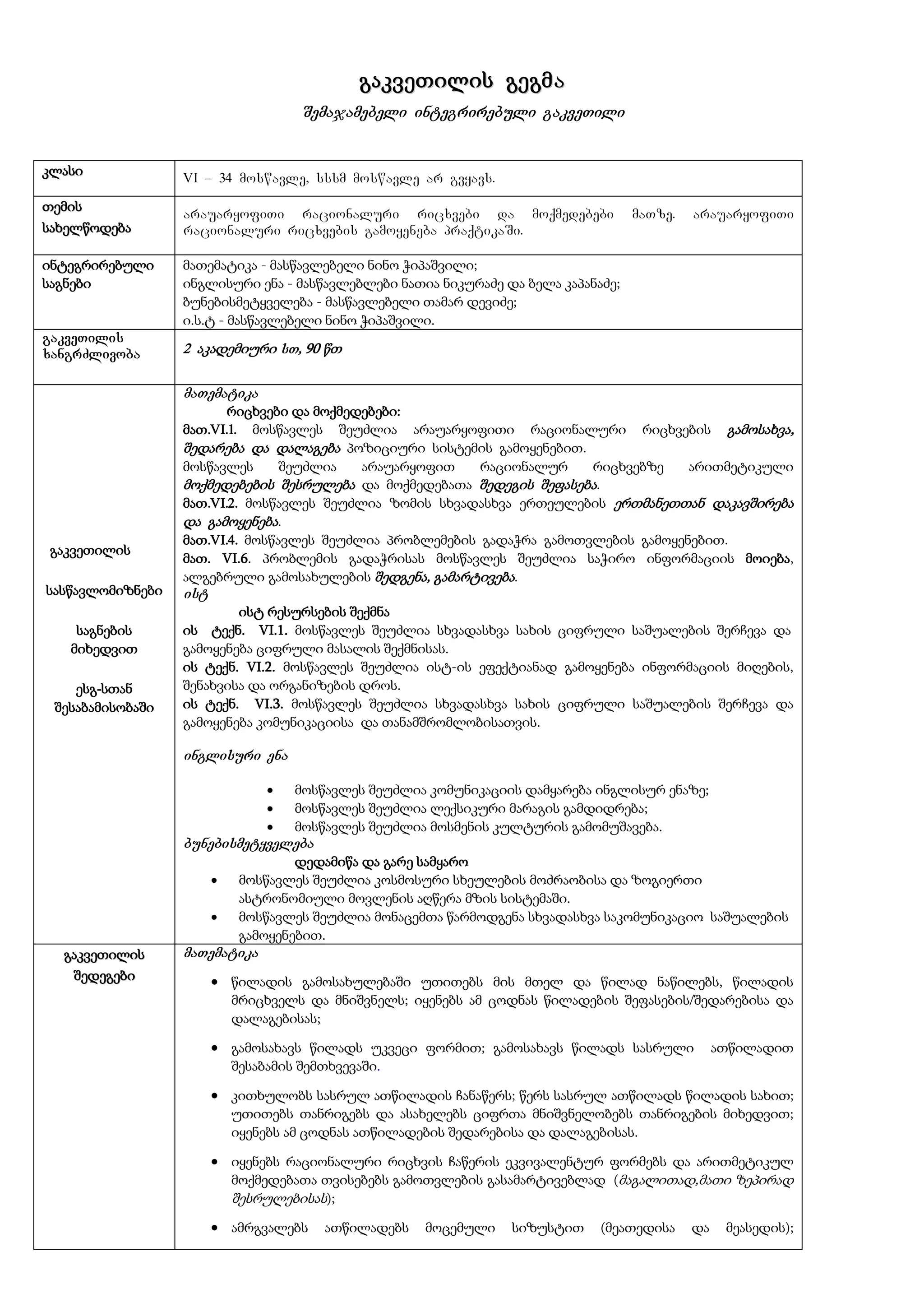 შემაჯამებელი გაკვეთილის გეგმა-ნინო ჭიპაშვილი | PDF