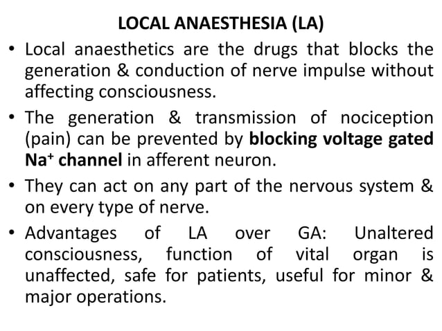 General Anaesthetics and Local Anaesthetics | PPTX | First Aid | Injuries