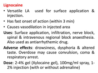 General Anaesthetics and Local Anaesthetics | PPTX
