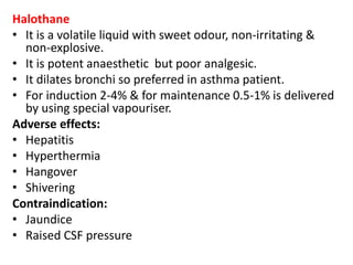 General Anaesthetics and Local Anaesthetics | PPTX | First Aid | Injuries