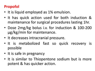 General Anaesthetics and Local Anaesthetics | PPTX | First Aid | Injuries