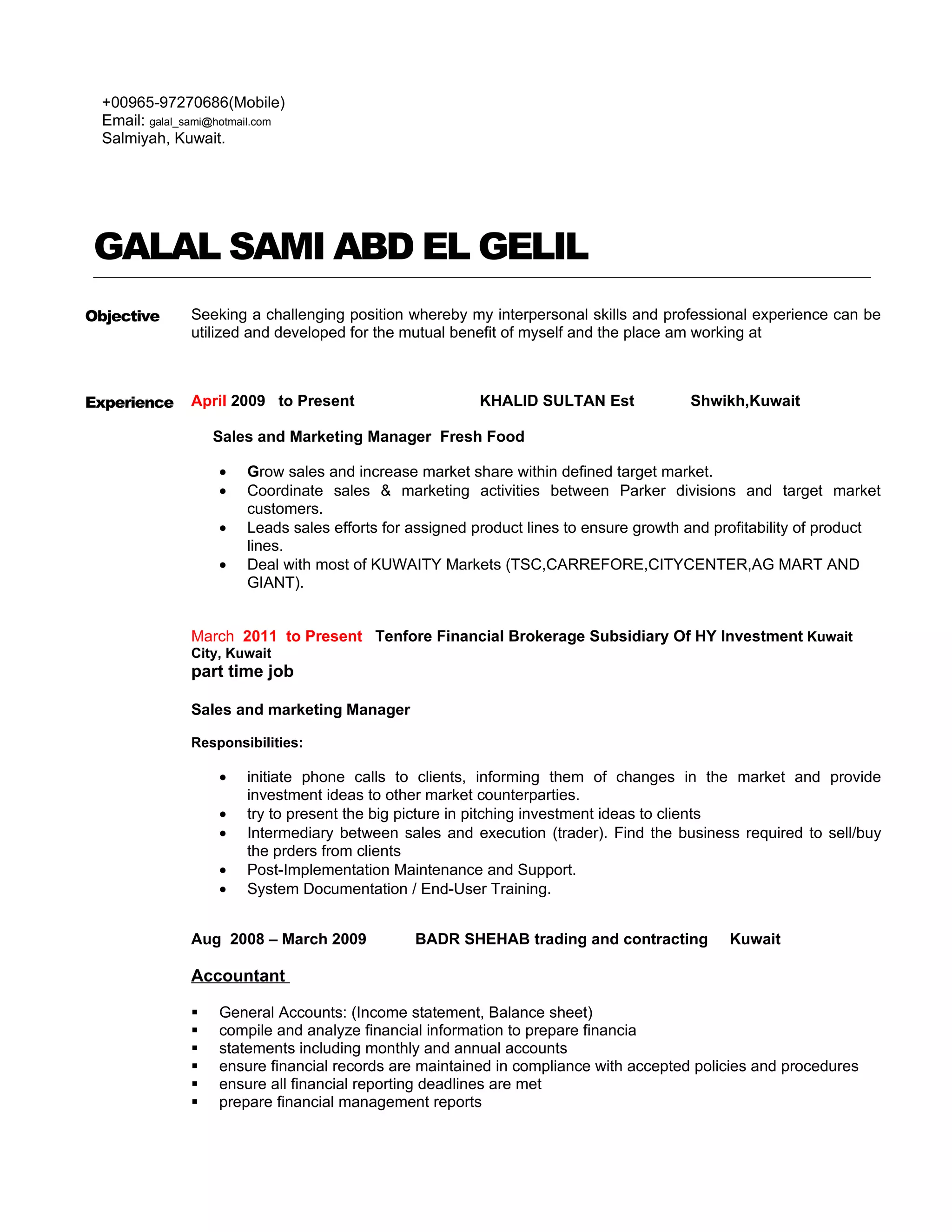 Galal Sami Cv | DOC