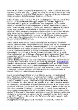 Marco Simeon (Rai), Riconoscimento Speciale al 37° Galà Niaf | PDF