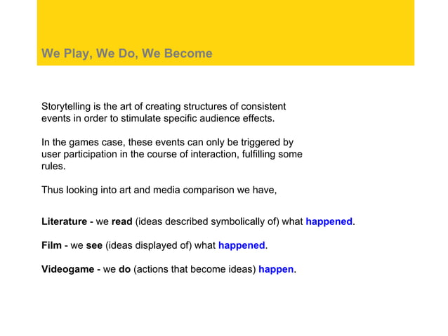 Storytelling & Games: Interactive Expression | PPT