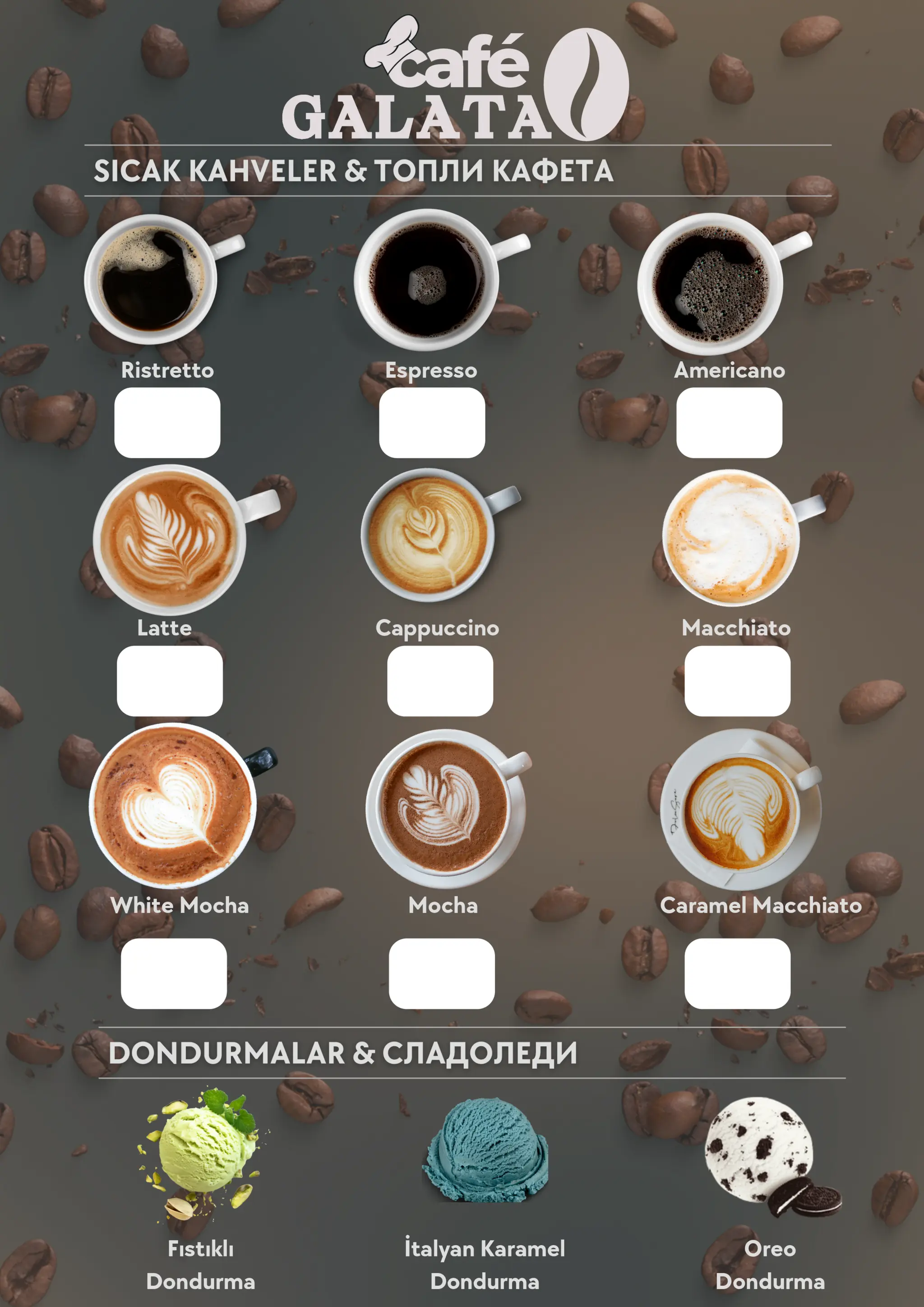 Galata Cafe Menü Tradinatinal Turk Foods and Drinks | PDF