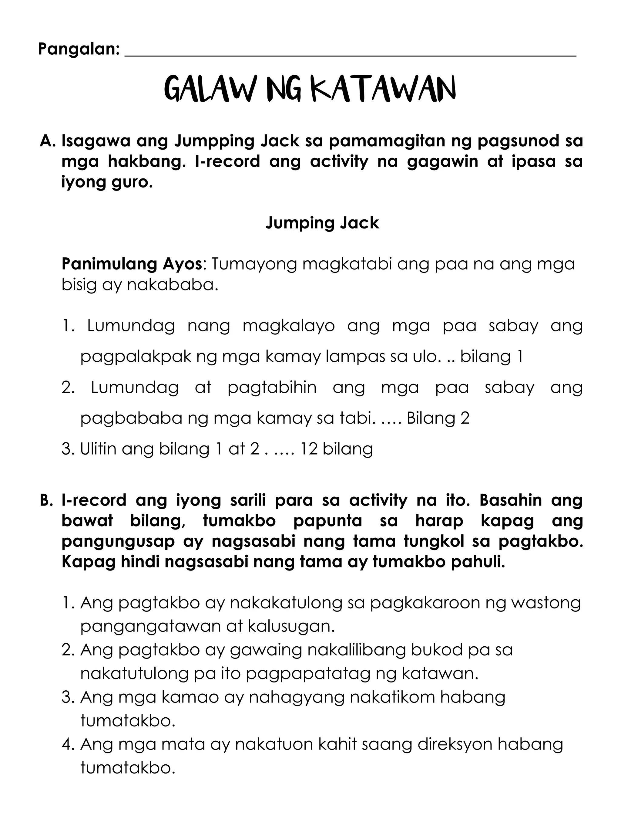 Galaw ng katawan | PDF