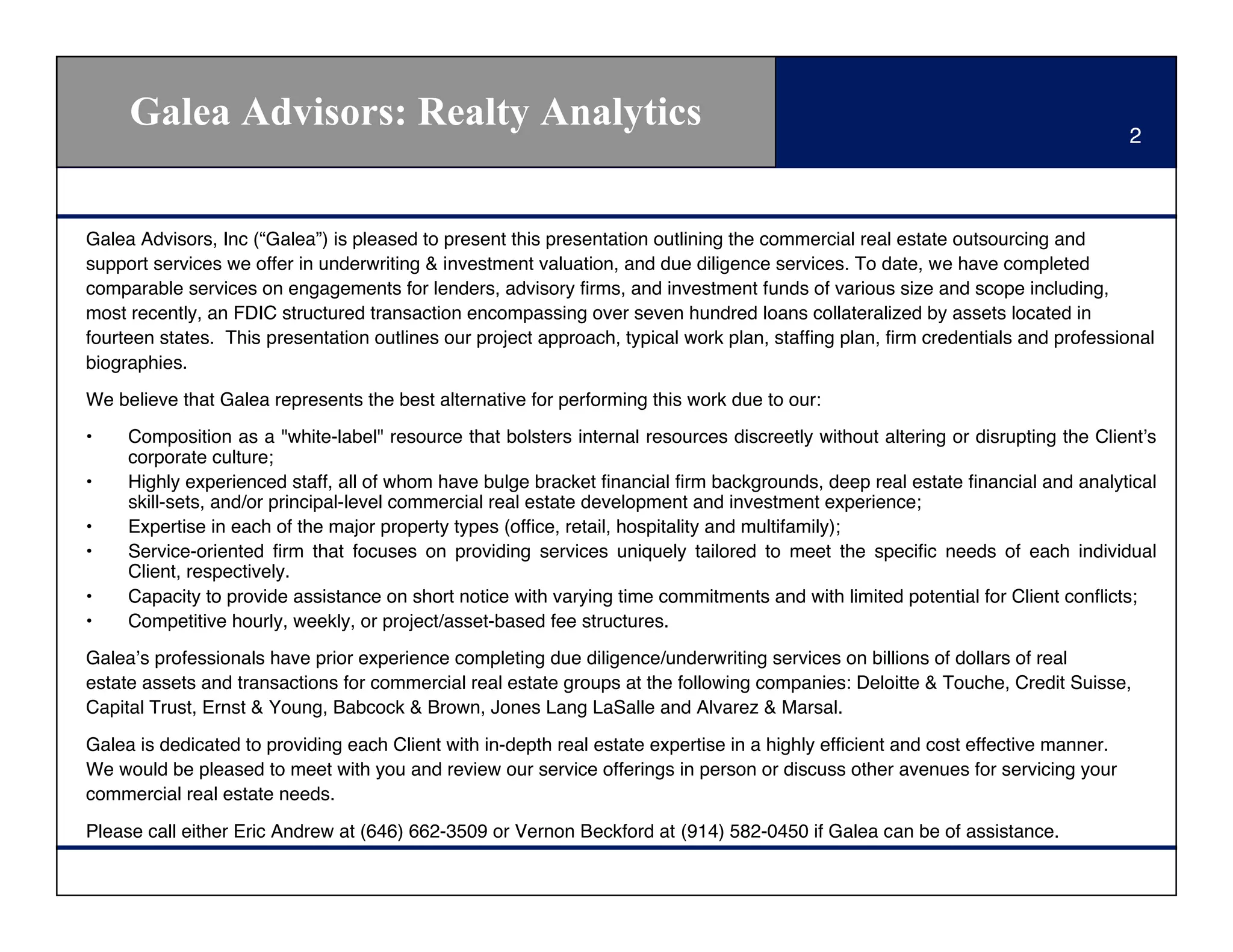 Galea Advisors Client Service Presentation | PDF