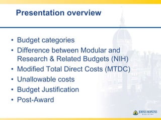 Budget Seminar - Office of Research Administration | PPT