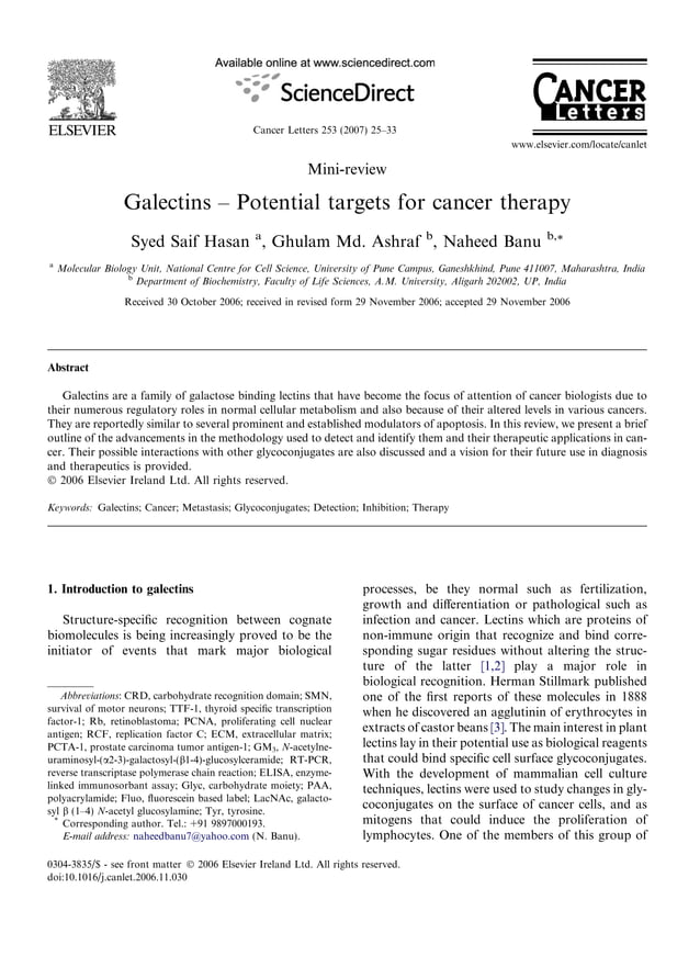 Galectins Potential Targes For Cancer Therapy | PDF