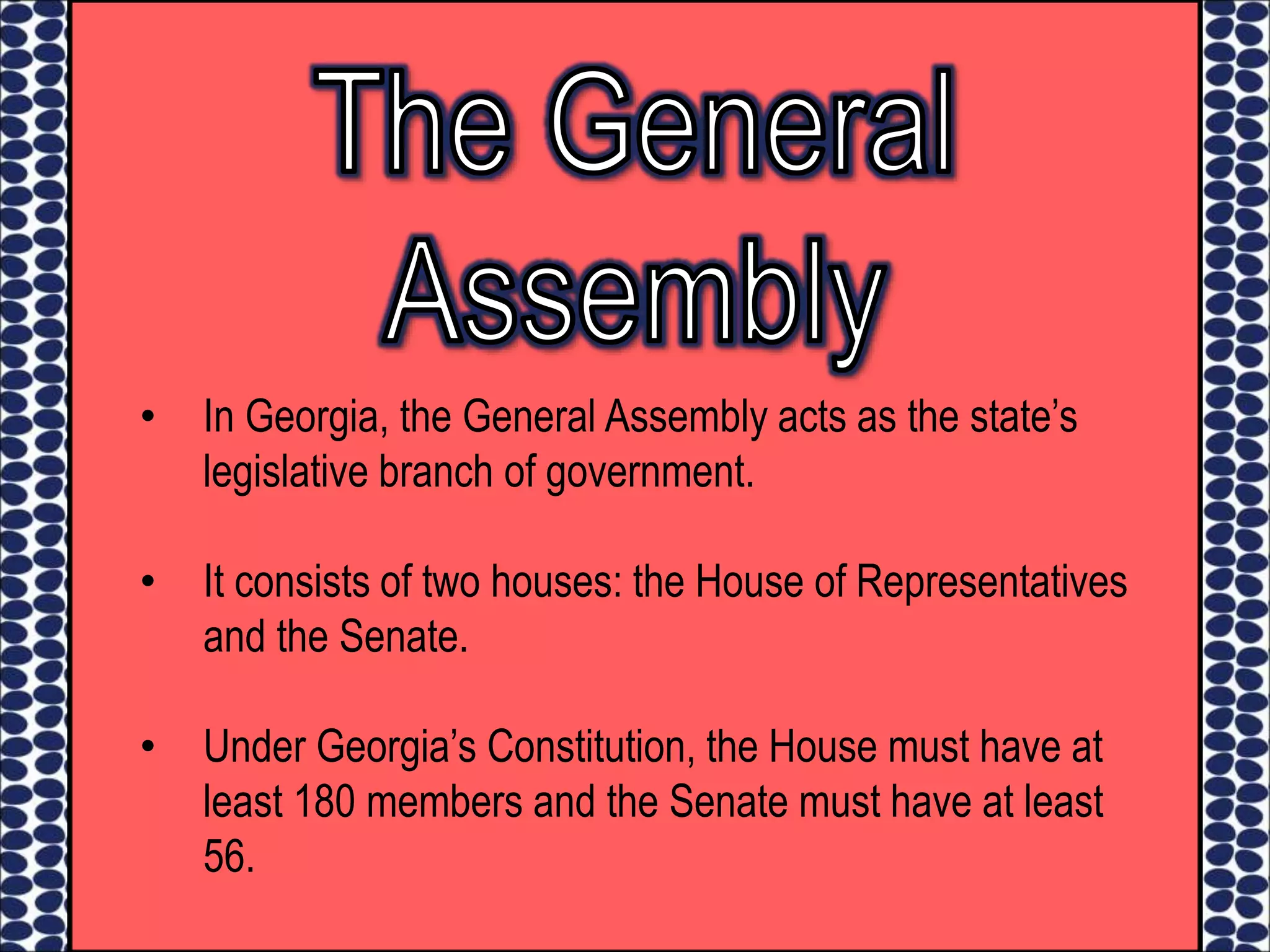 Georgia's Legislative Branch | PPTX