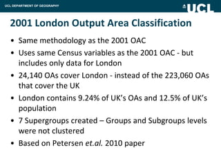 Geodemographic Output Area Classifications for London, 2001-2011 | PPT