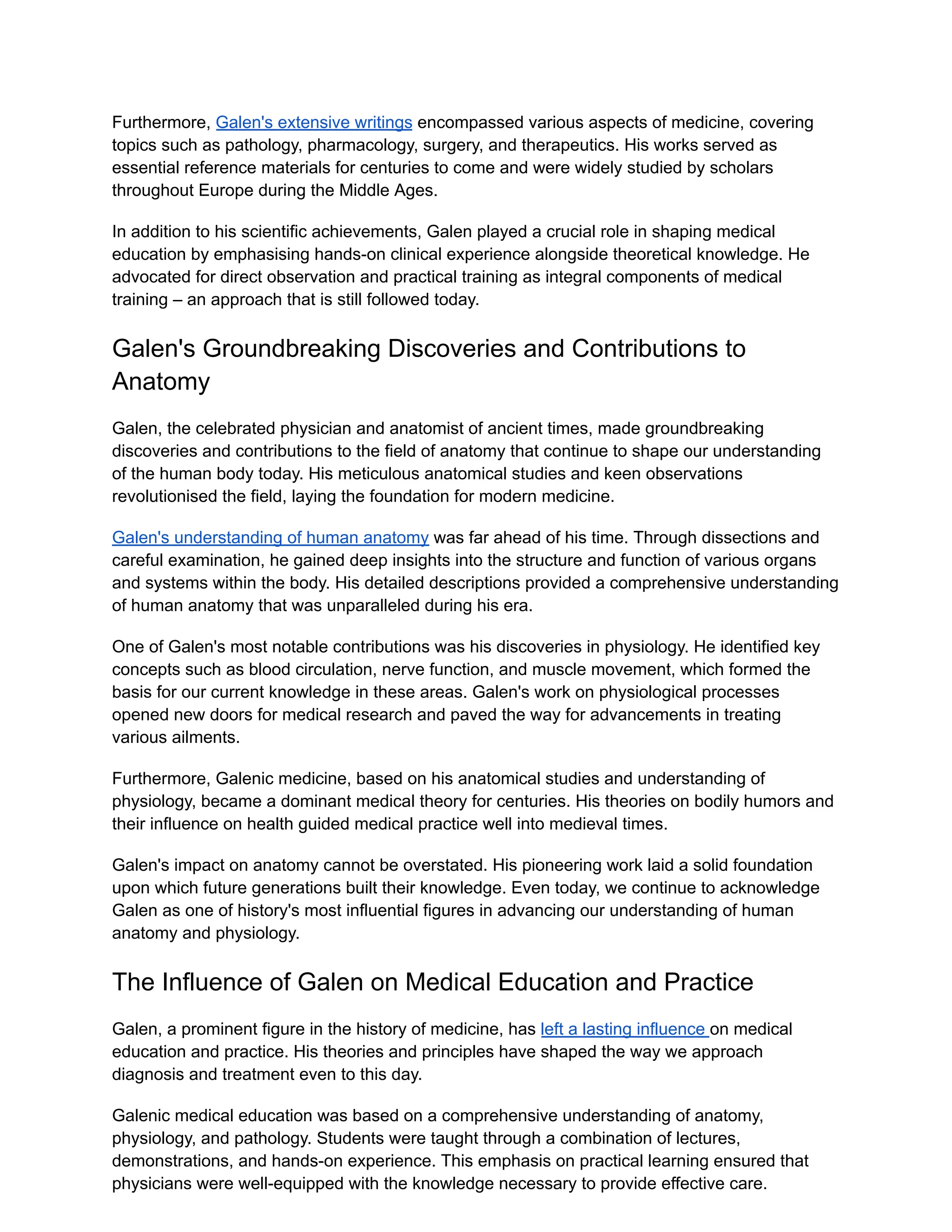 Galen's Role in Medical History - Exploring the Legacy of an ...