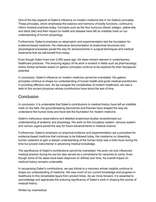 Galen's Role in Medical History - Exploring the Legacy of an ...