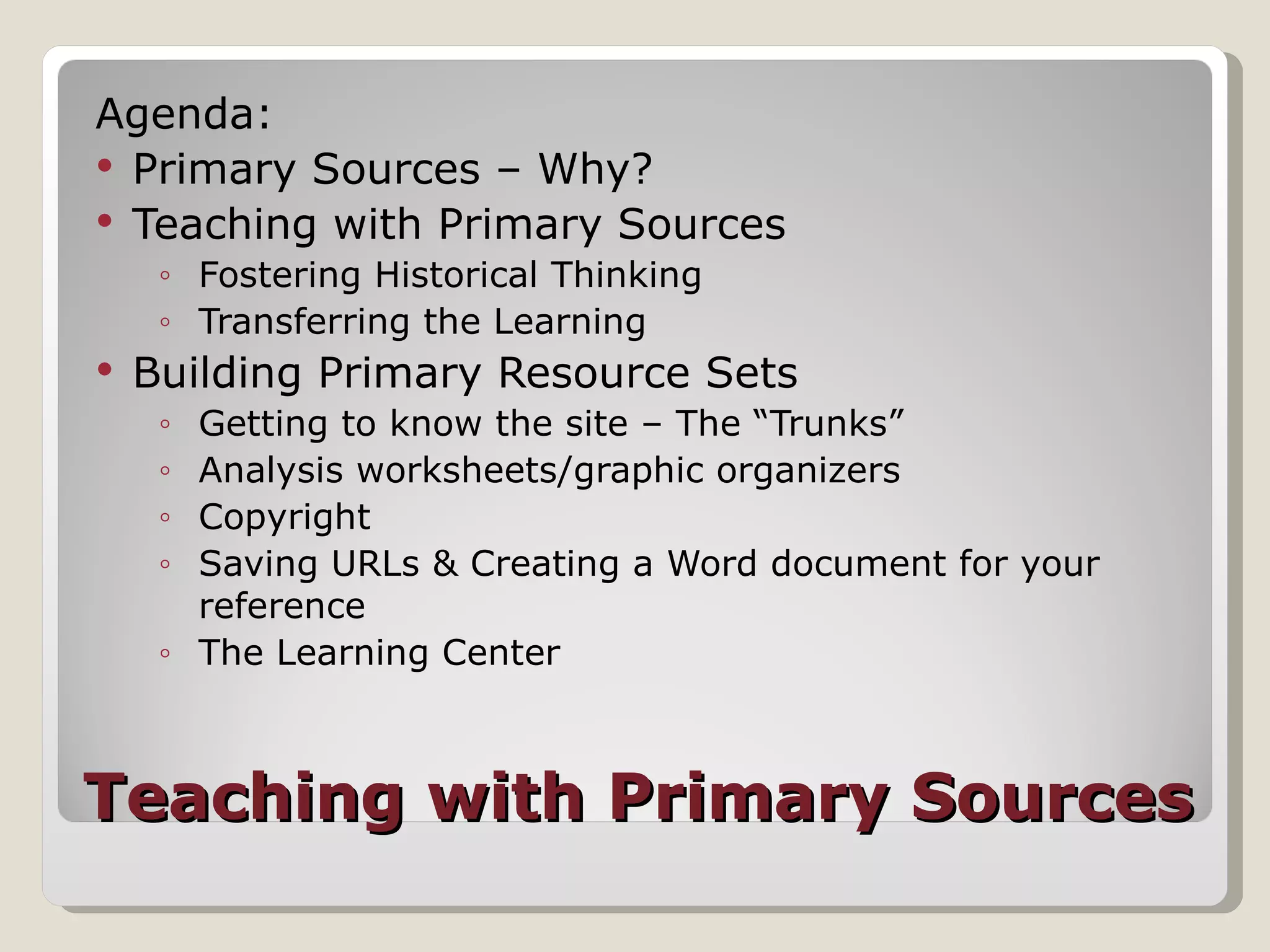 Primary Source Presentation, 1 hr | PPT