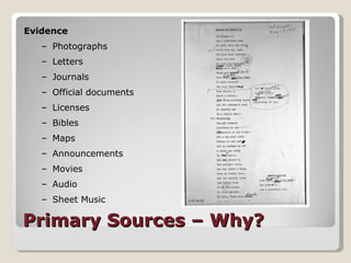 Primary Source Presentation, 1 hr | PPT