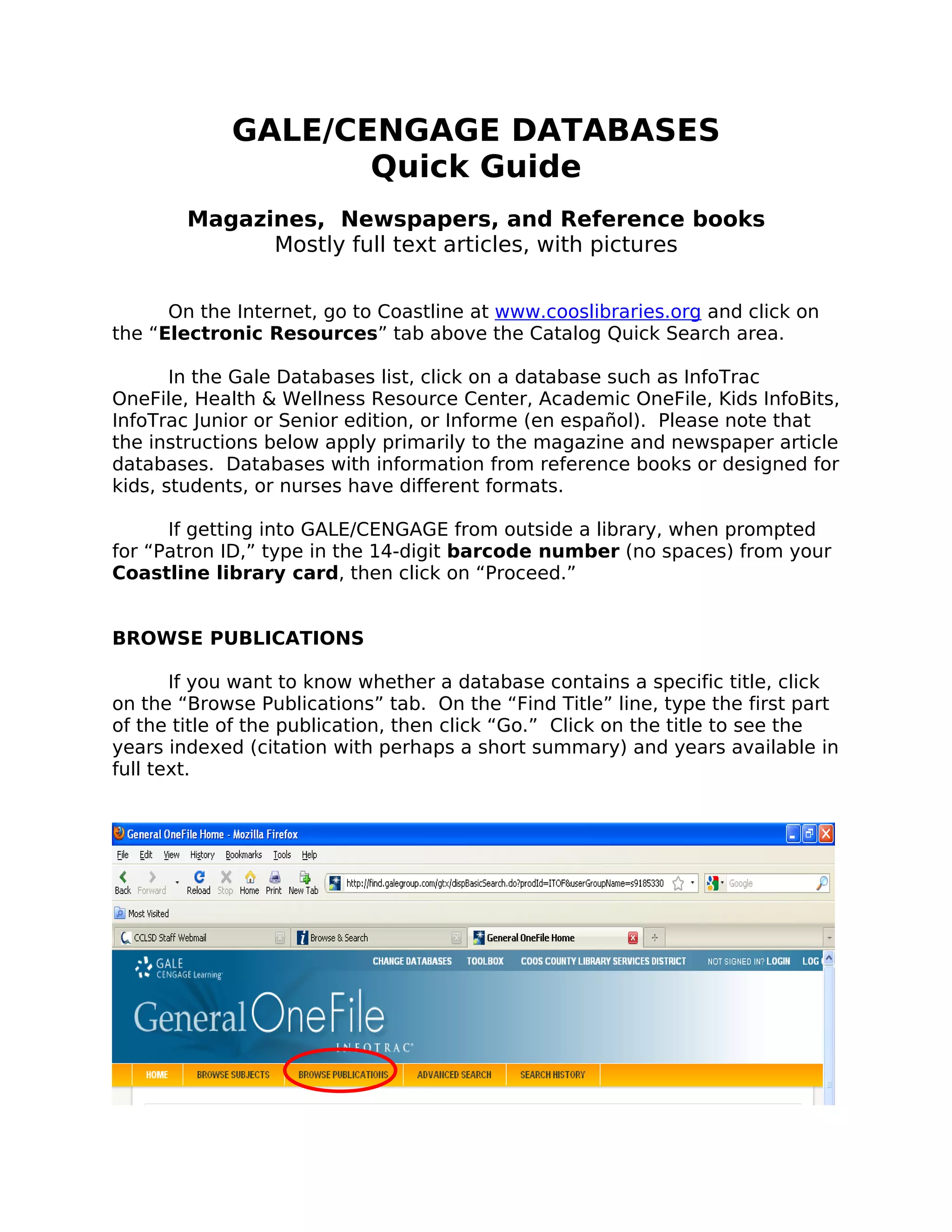 Gale/Cengage Databases Quick Guide | PDF