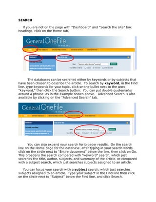 Gale/Cengage Databases Quick Guide | PDF