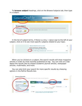 Gale/Cengage Databases Quick Guide | PDF