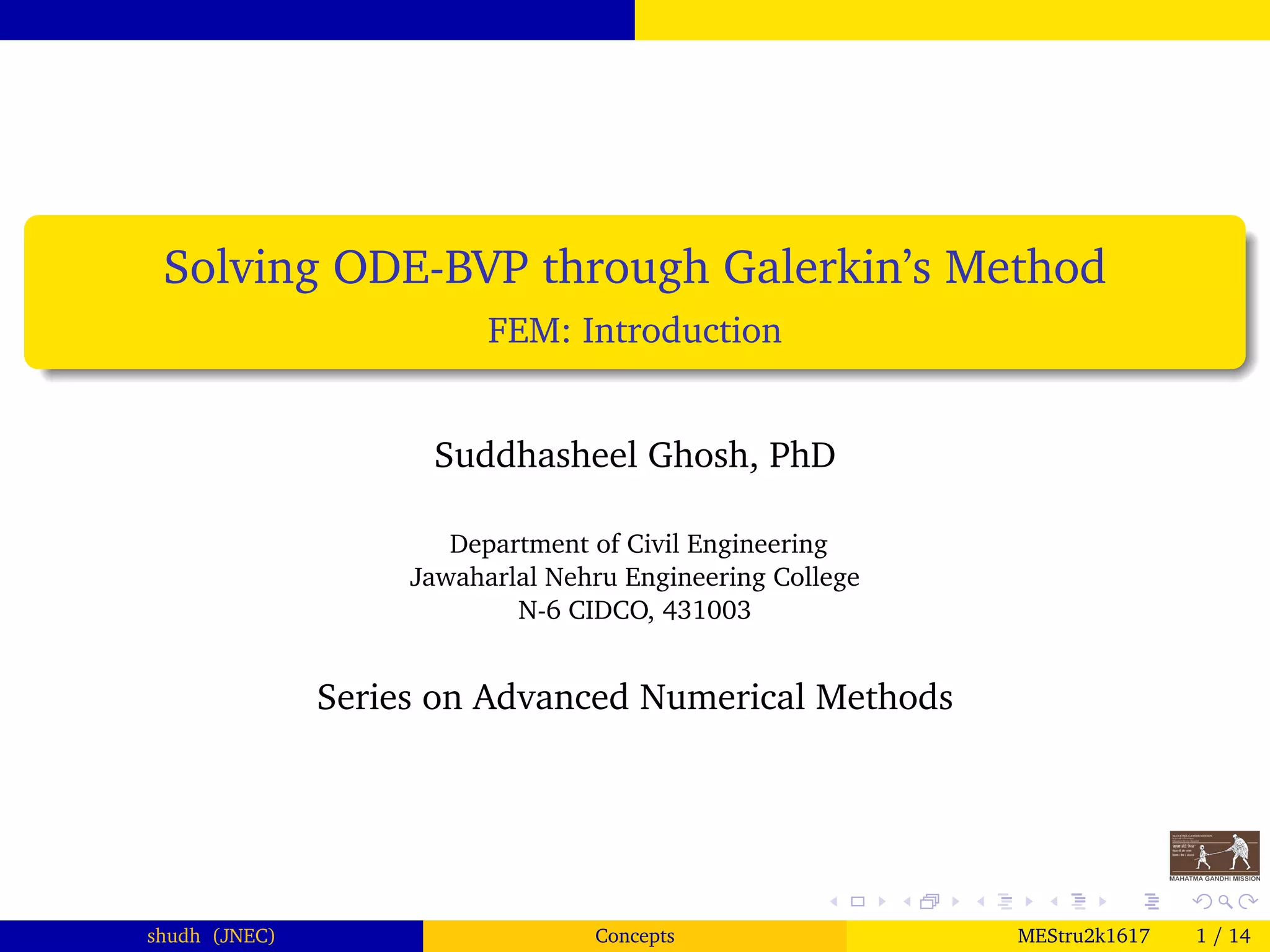 FEM Introduction: Solving ODE-BVP using the Galerkin's Method | PDF